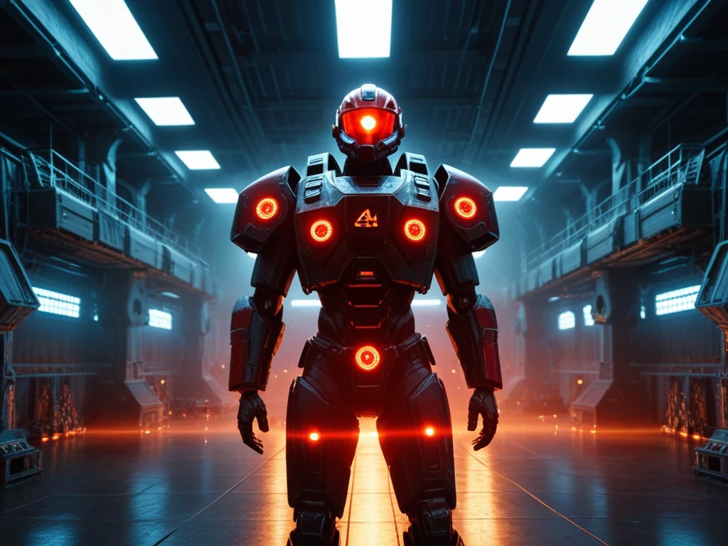 An elite army of cybernetic soldiers standing in perfect formation ...