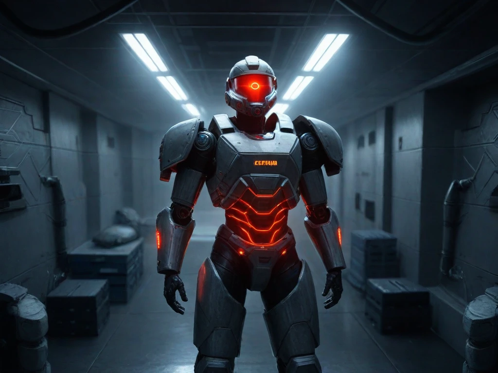 An elite army of cybernetic soldiers standing in perfect formation ...