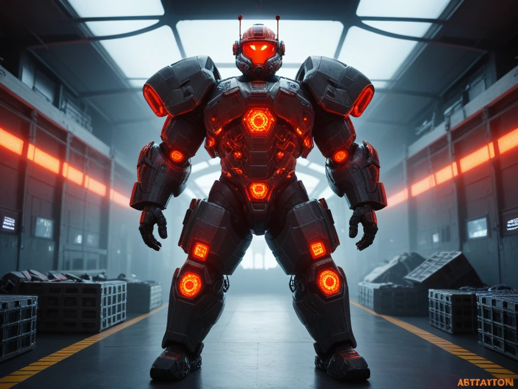 An elite army of cybernetic soldiers standing in perfect formation ...