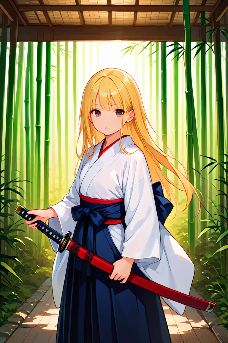 A Beautiful Girl Samurai,golden hair,Delicate Distinctive Facial ...