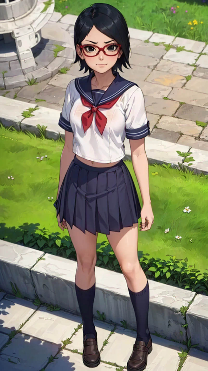 (1girl, solo, alone), ((WakatsukiRisa, Sarada Uchiha, black hair - SeaArt AI