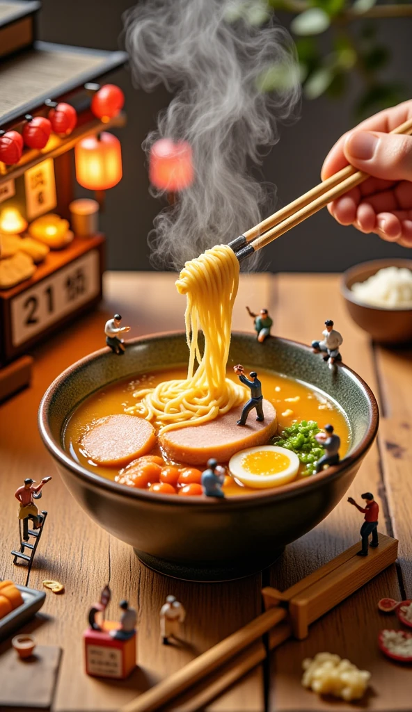 A meticulously crafted miniature world where tiny figurines interact ...