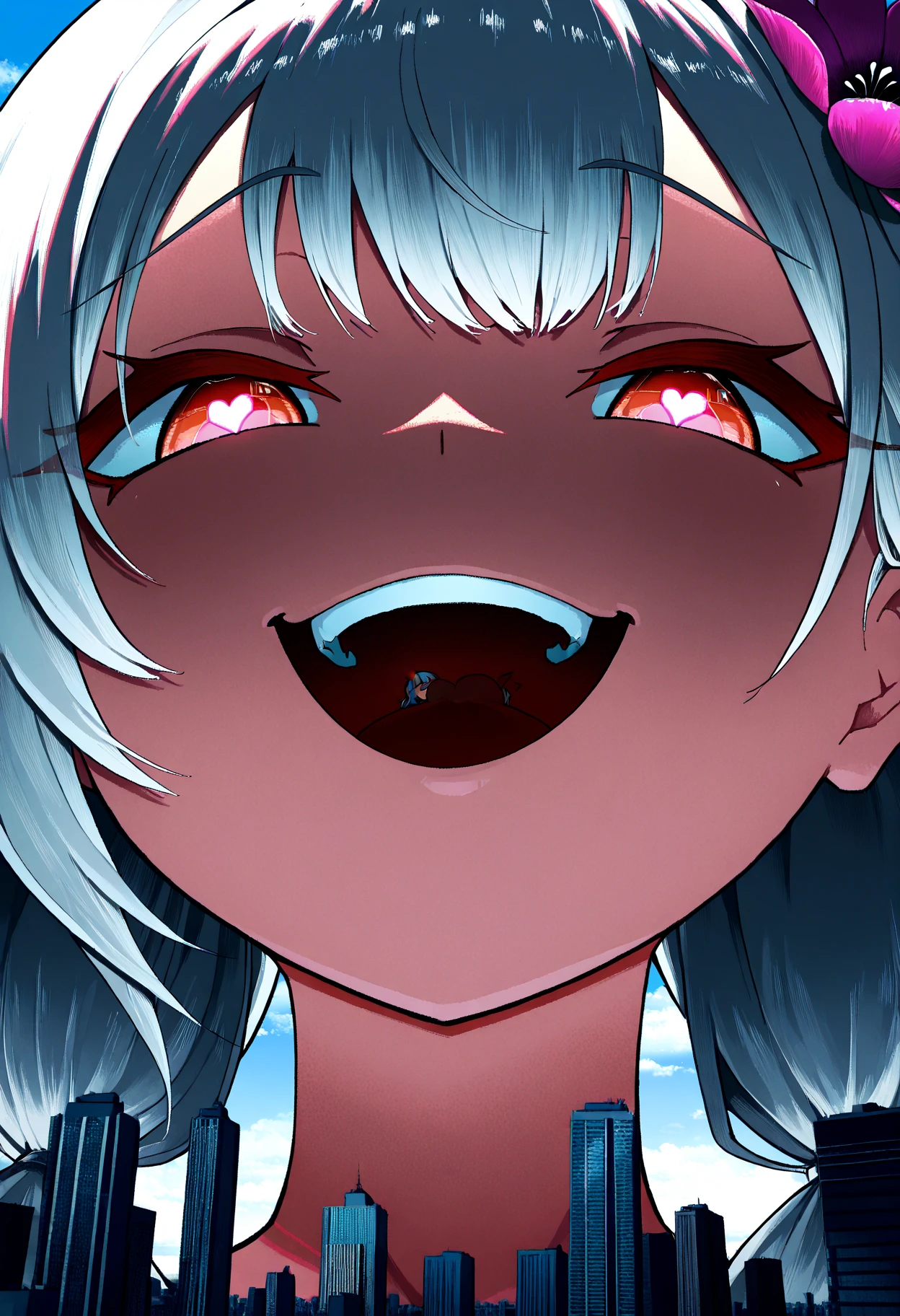 1girl, scylla, scysd, low twintails, white hair, cross-shaped pupils ...