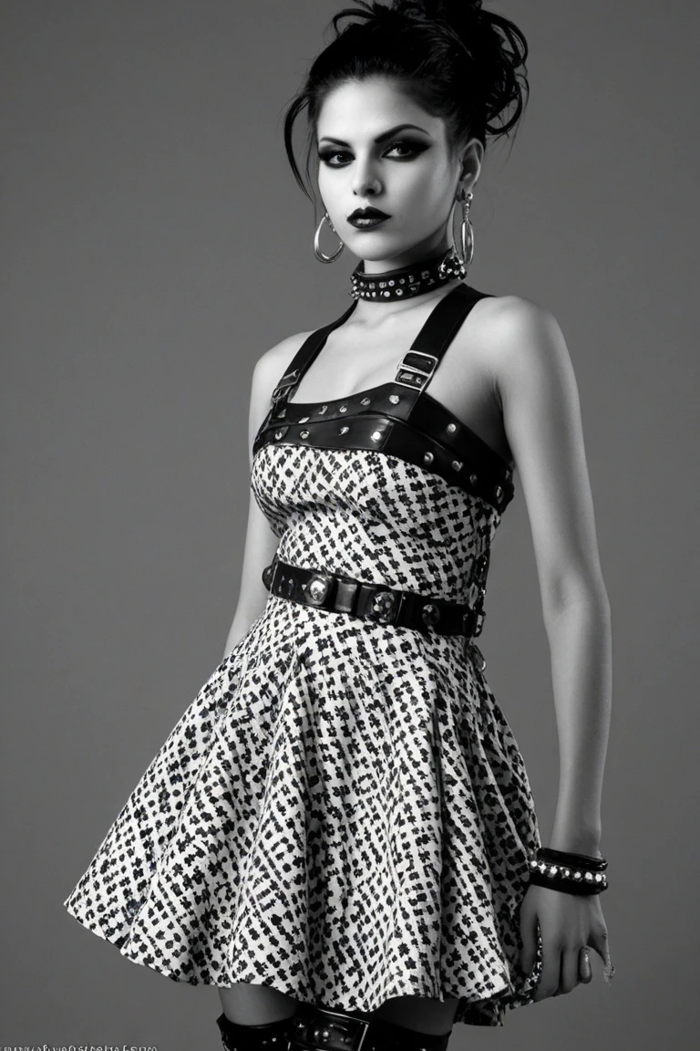 Illustrate an Indian girl wearing a Sexy Dress, but styled in a punk ...