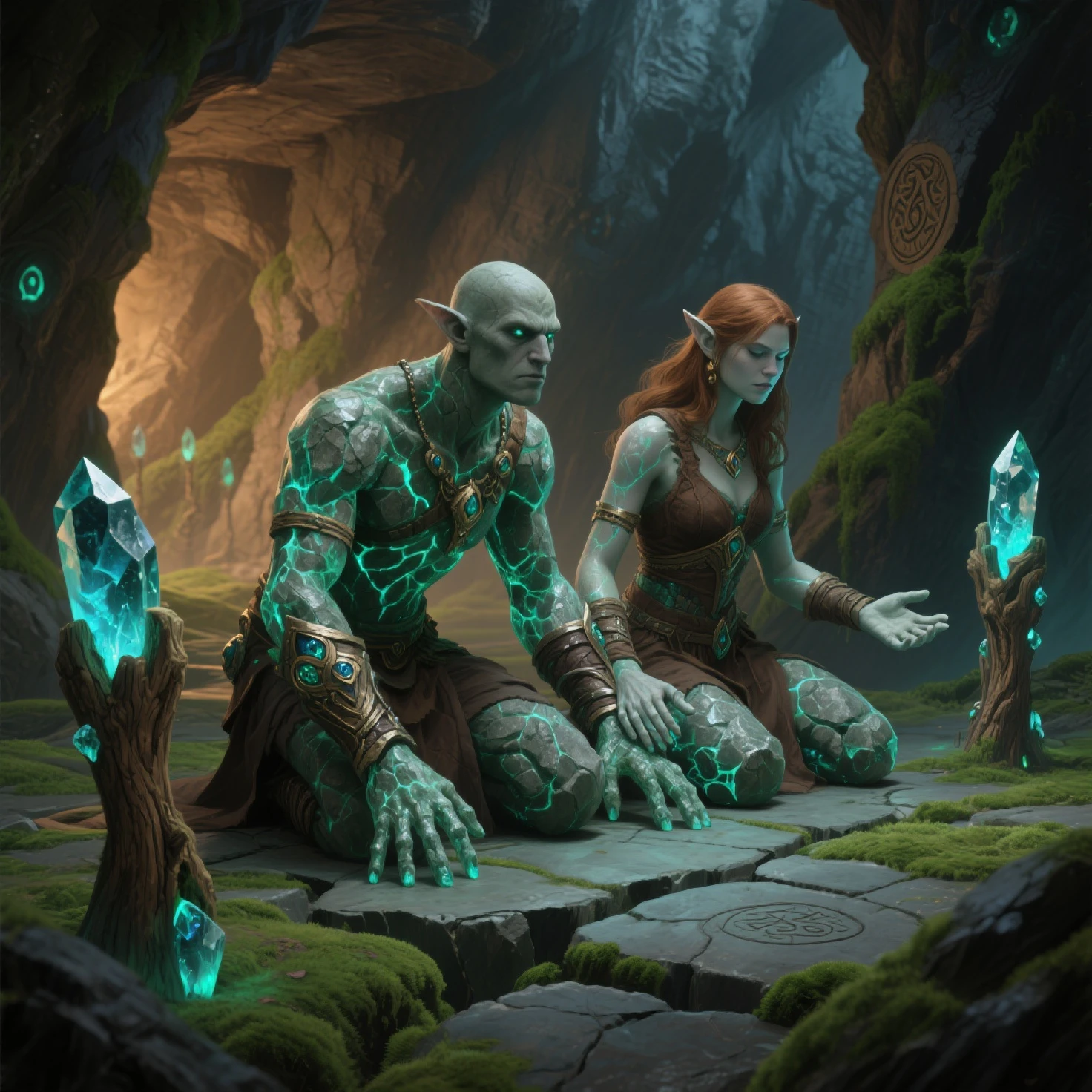 Race Concept Art, 2 Characters (Male and Female Earth Elementals ...