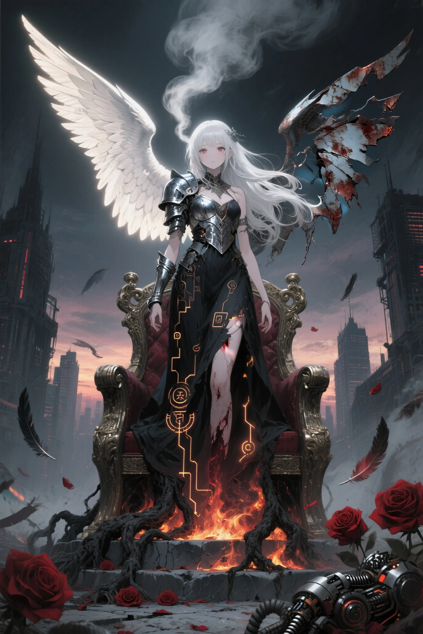 A hyper-detailed dark fantasy composition inspired by Hidetaka Tenjin ...