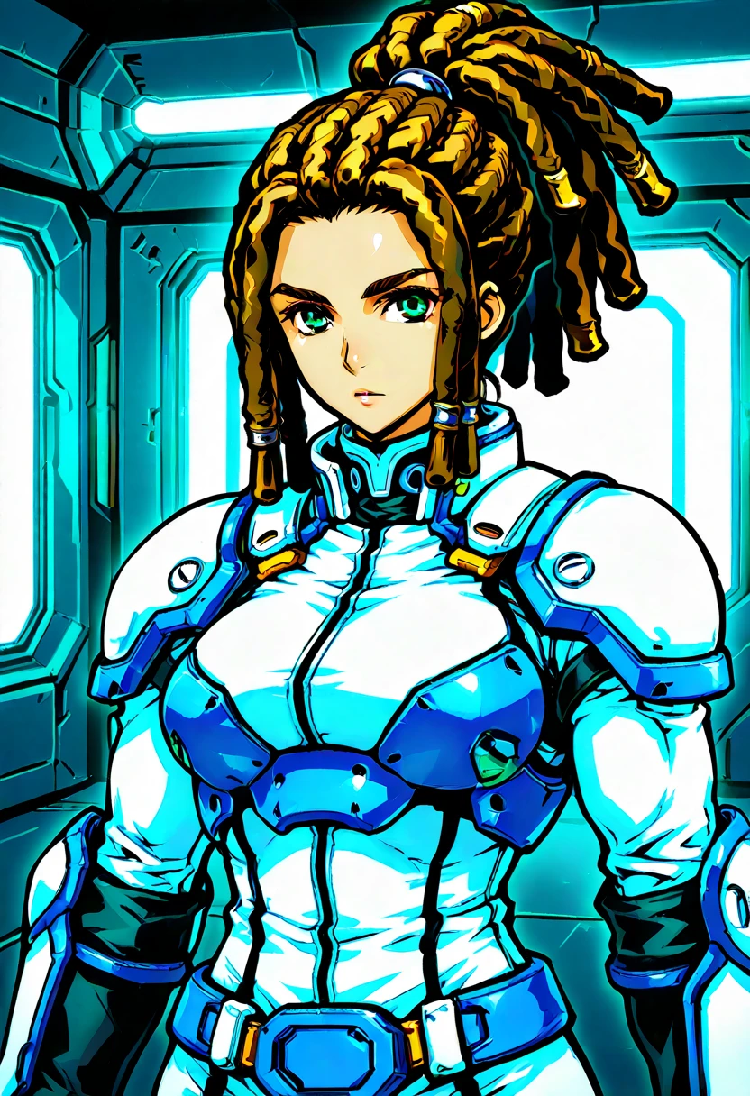 Toyamarus, kerriganxl, green eyes, dreadlocks, ponytail, armor - SeaArt AI