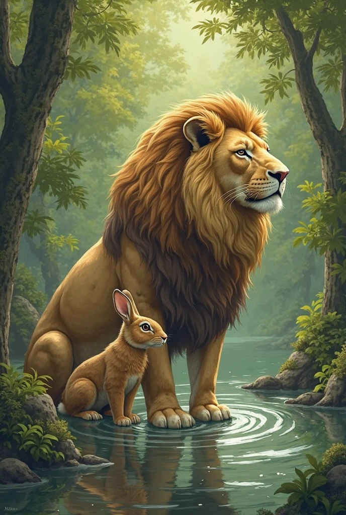 The Lion and the Clever Rabbit Once upon a time, in a lush green forest ...