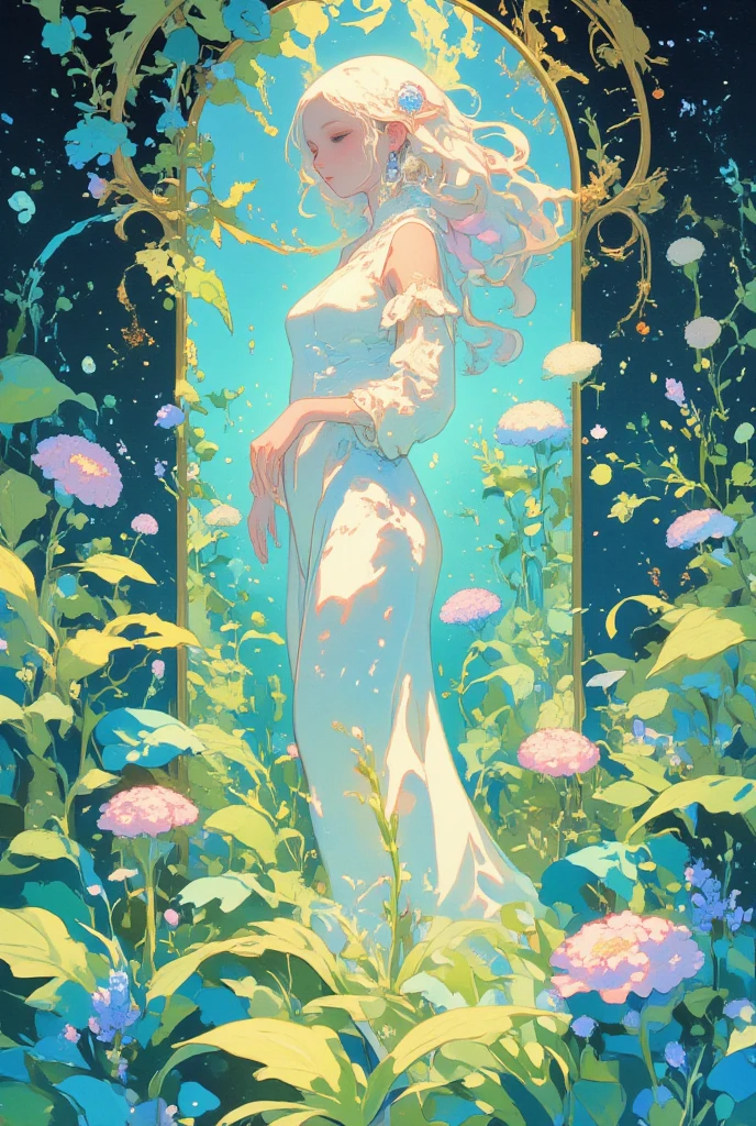 Mucha art deco style, Plant and tree design、1 woman, Watercolor - SeaArt AI