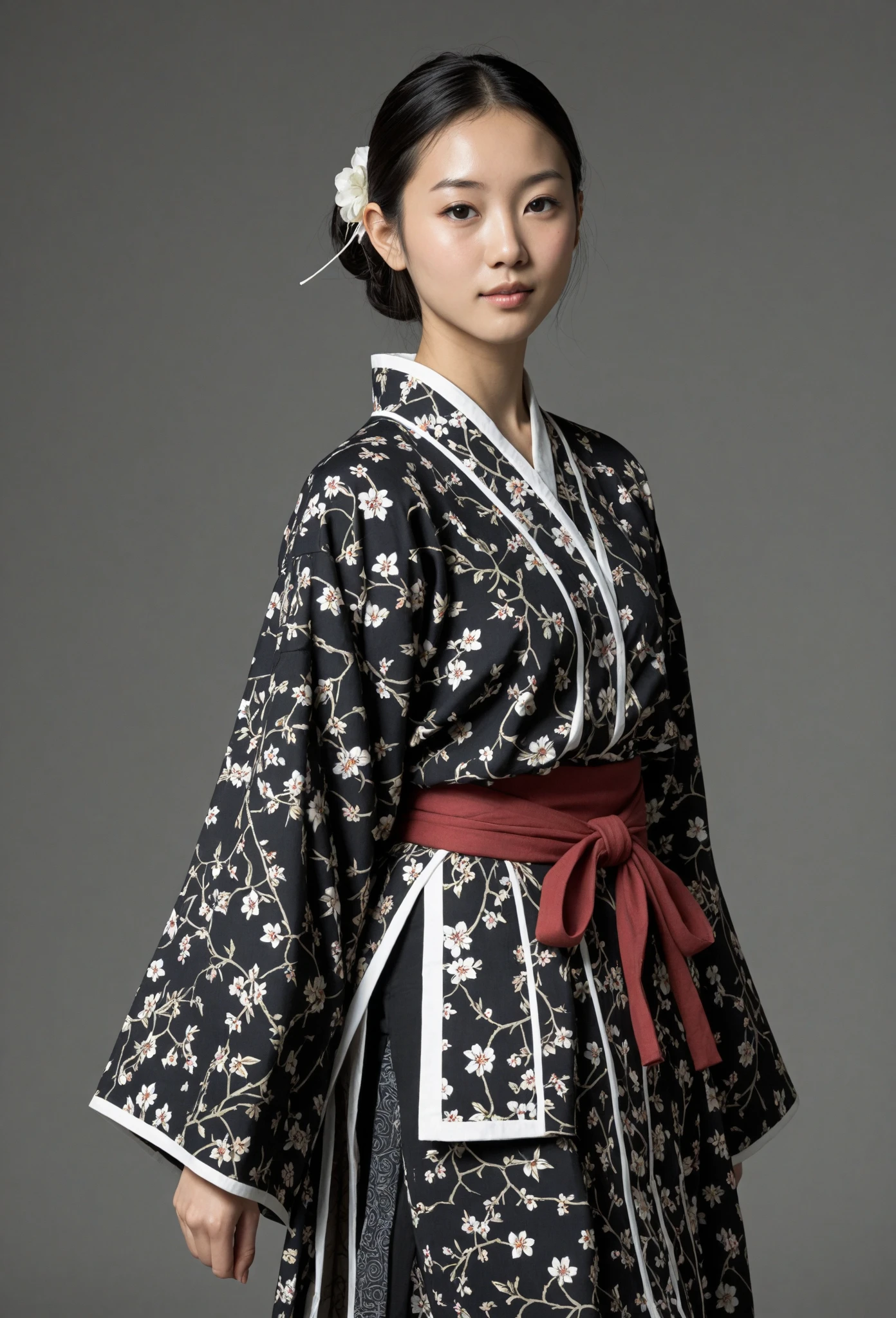 Female warmage in japan folk outfit, vector graphics, strong contours ...