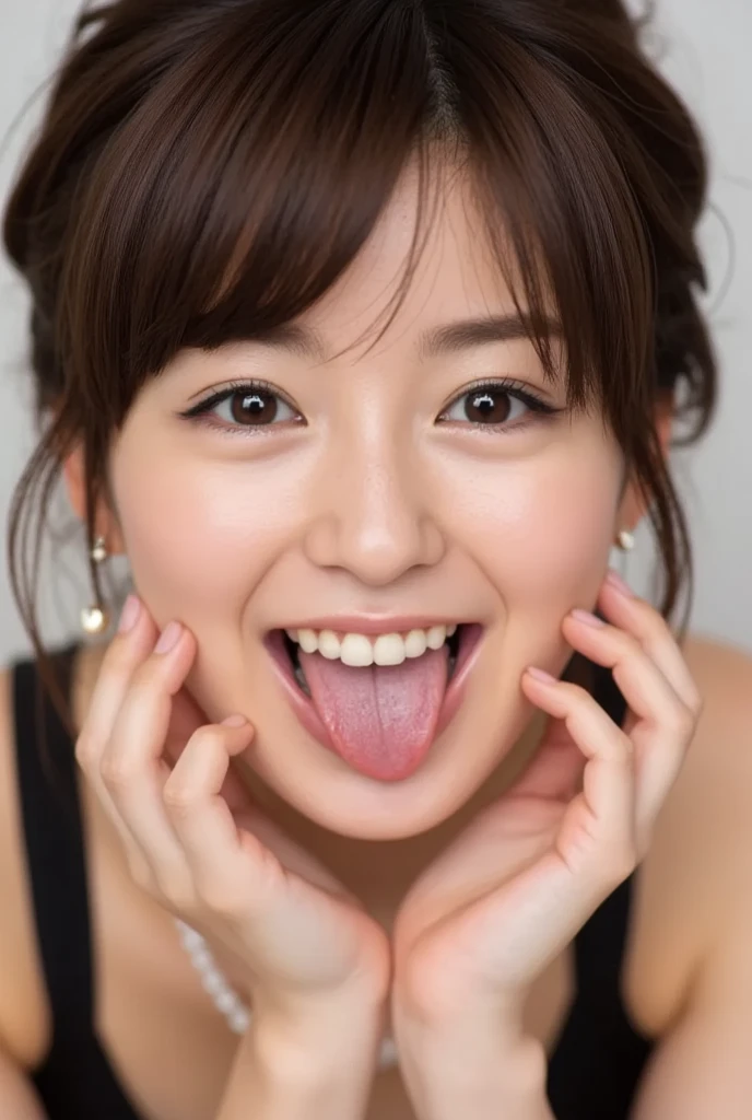 Extreme close-up high-angle portrait of a stunningly beautiful young ...