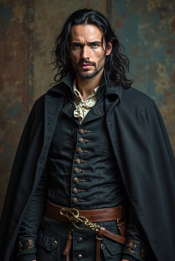 Man Just above average height, is very handsome, black-haired and blue ...