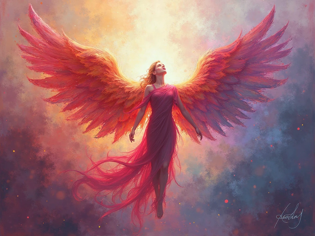 Vivid, wing-like shapes in an abstract composition, spreading outward ...