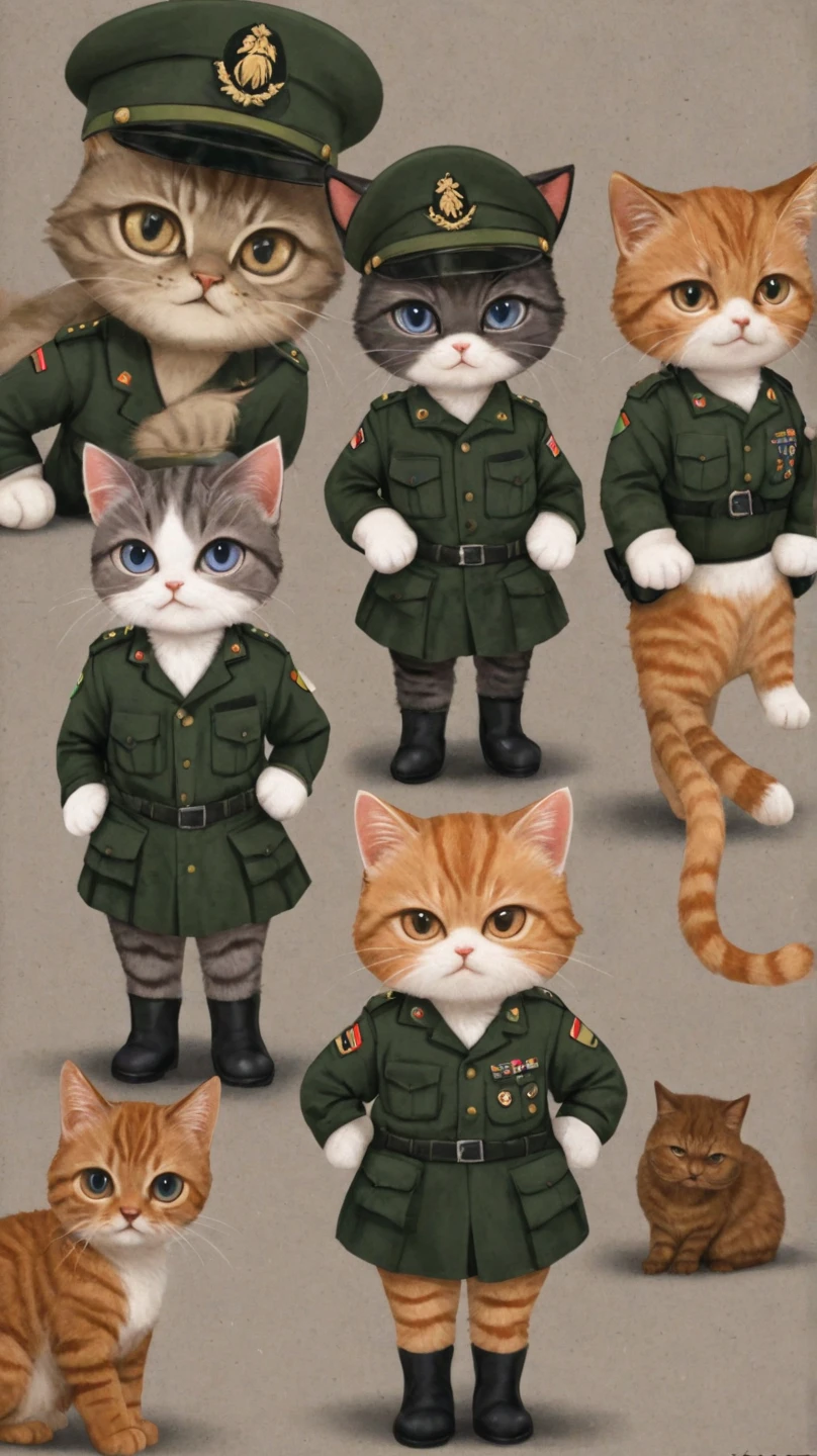 Chibi Cat Army Squad – A group of adorable chibi cats in different ...