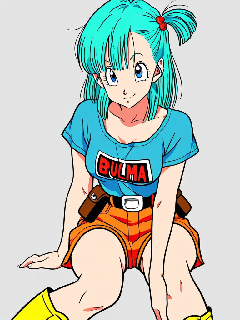 Bulma, light blue hair, blue eyes, fair skin, anatomically perfect ...
