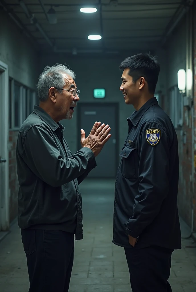 Show one white american man gasping and talking polite and give soft ...