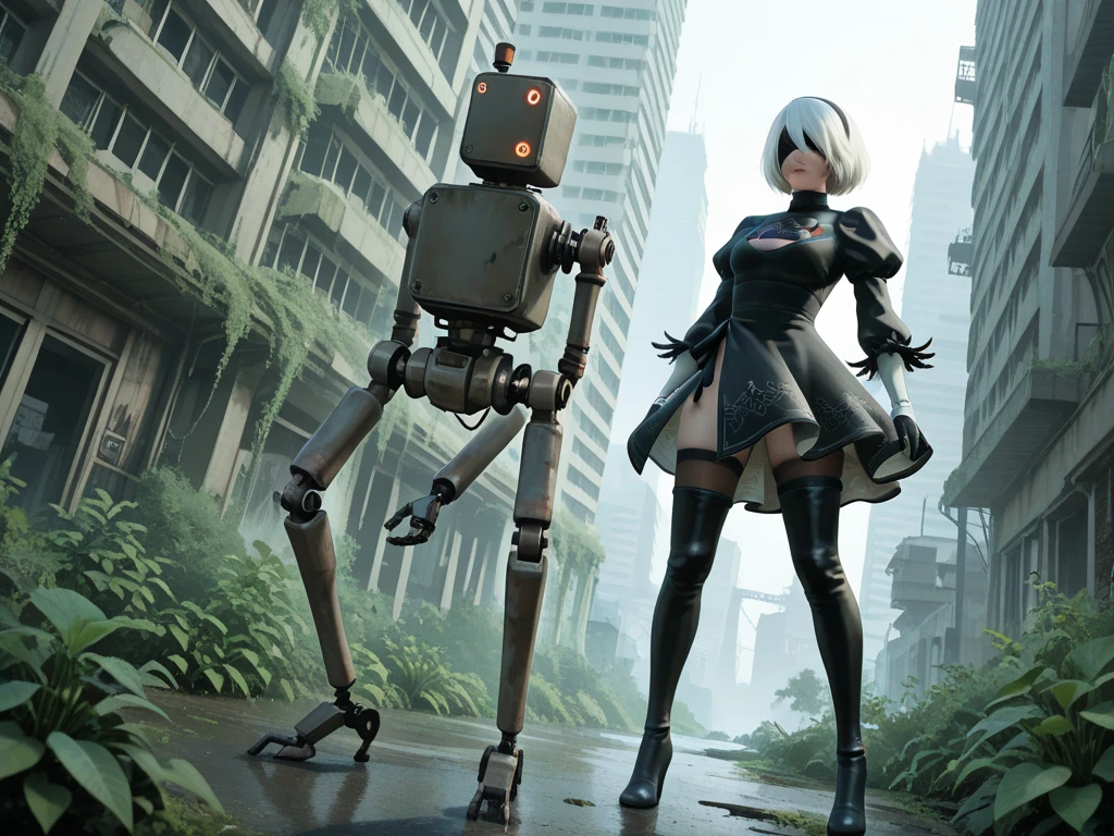 Cinematic open world landscape inspired by Nier Automata, Featuring ...