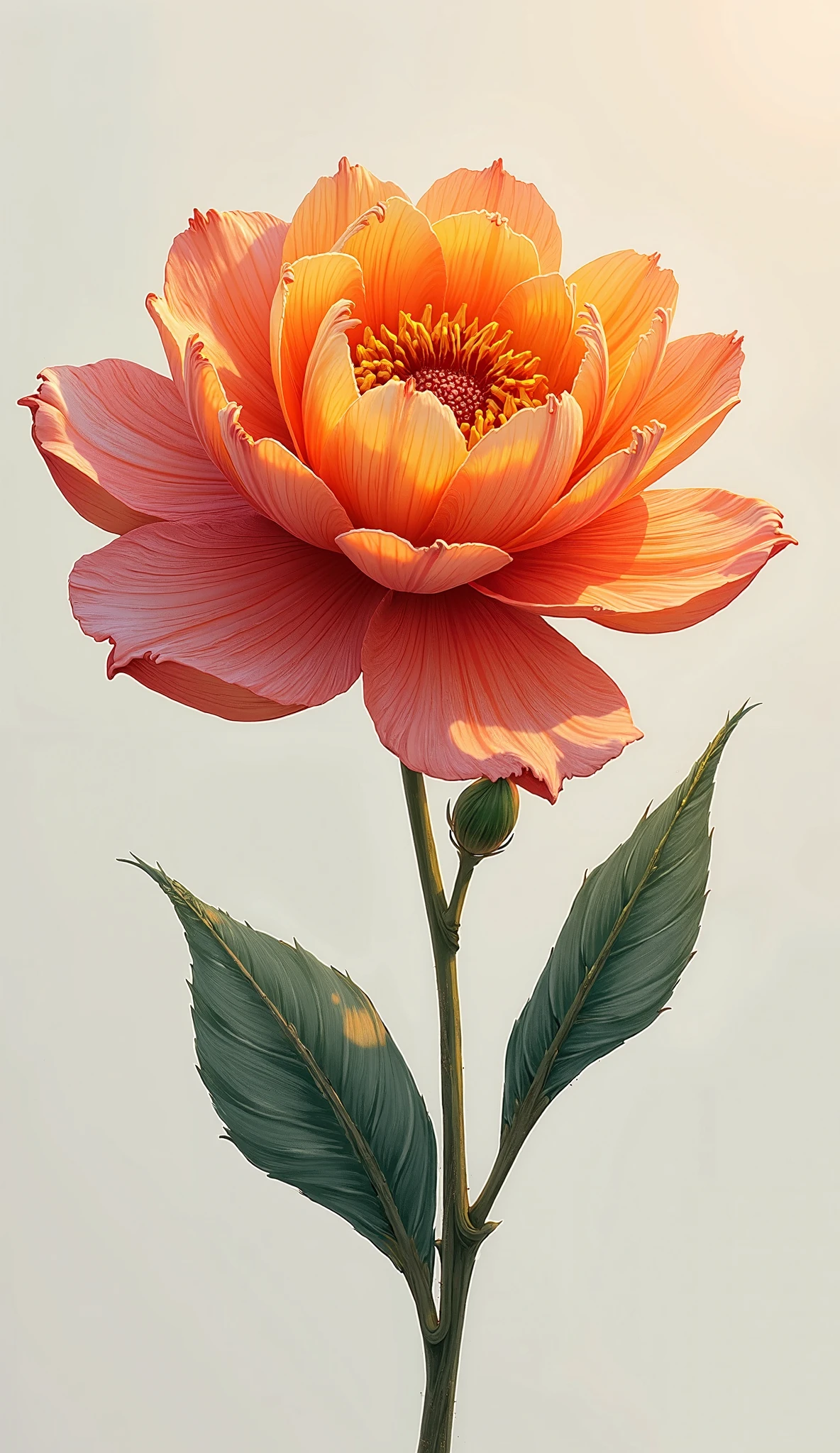 Beautiful Vibrant flower art painting , solid light color background ...