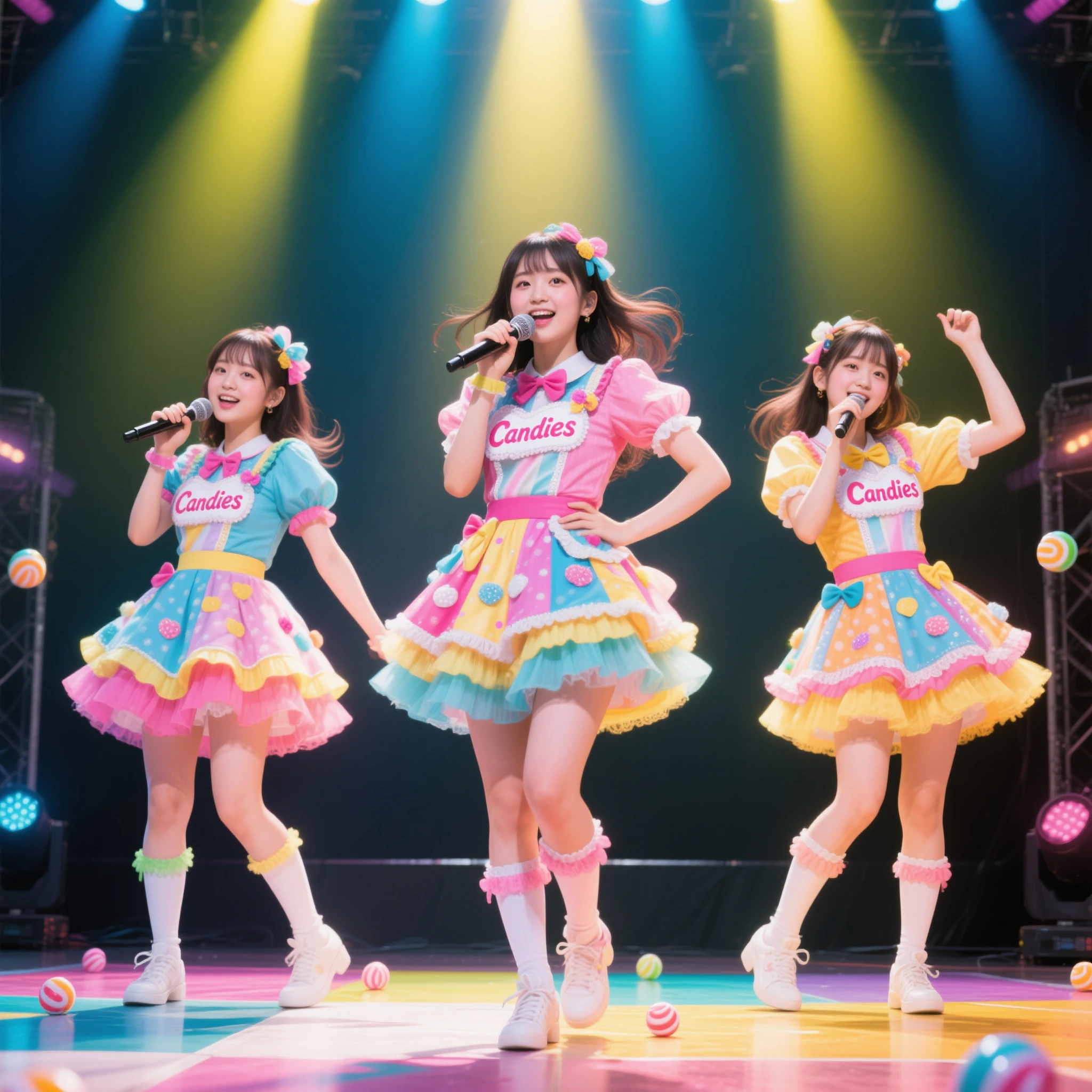 Japanese idol singers. "Candies." A three-member female group - SeaArt AI
