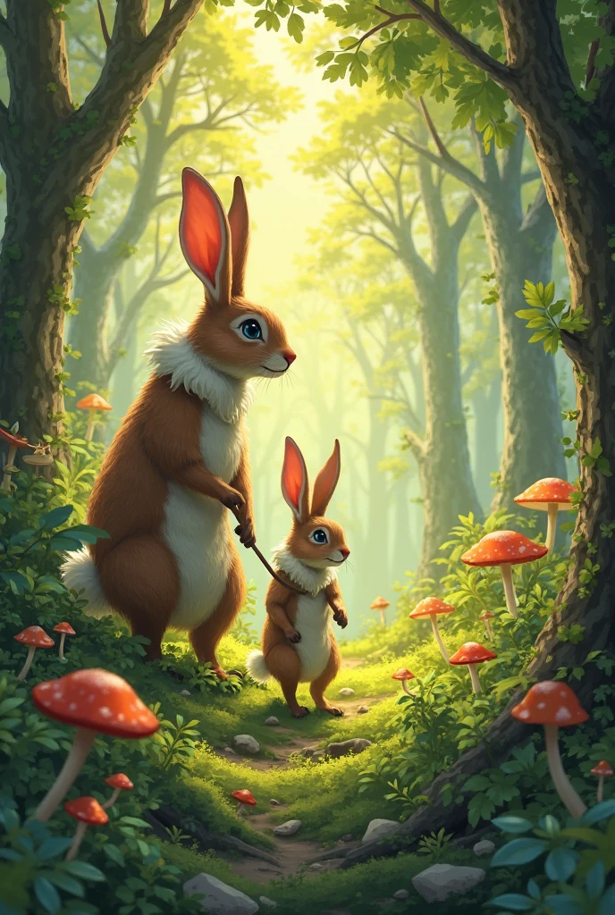 Foraging for wild vegetables and mushrooms with Grandma Rabbit - SeaArt AI