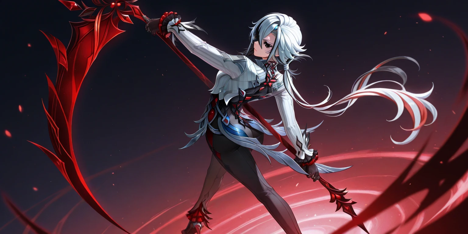 Arlecchino genshin impact, looking confident, dynamic pose, view on ...