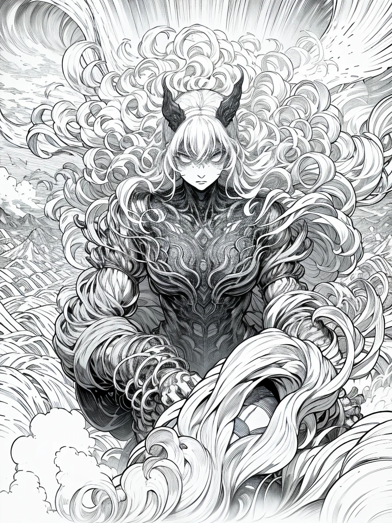 Intricate and sinister manga style illustration, with the evocative ...