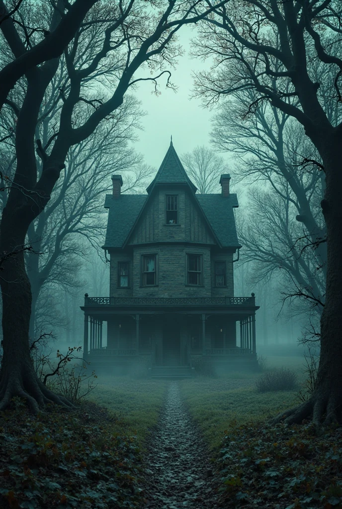 A house like in 'the conjuring', in the middle of a lush forest - SeaArt AI