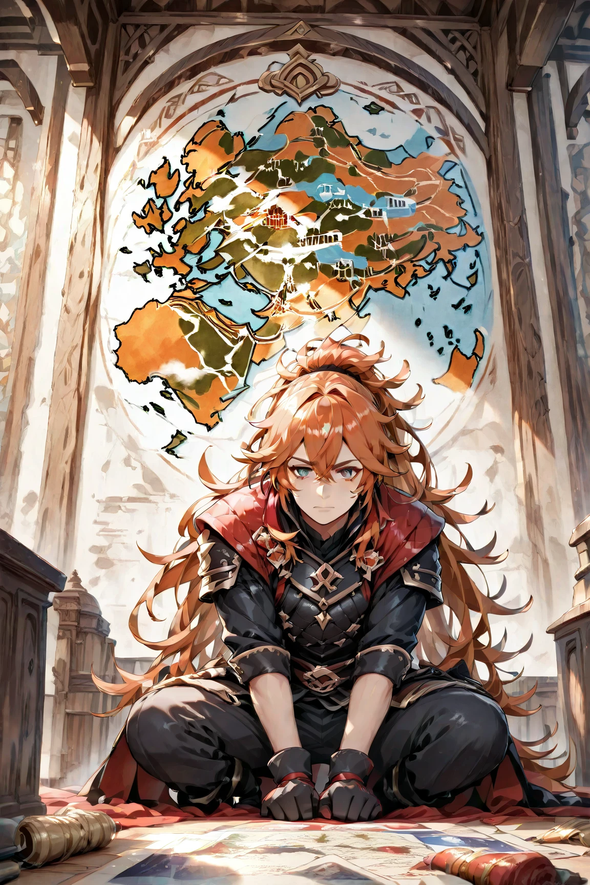 Young strong medieval man Diluc version Genshin Impact wearing padded ...