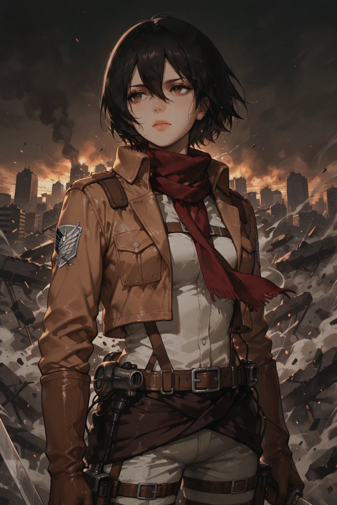 Mikasa Ackerman、Attack on Titan、Realistic Portraits、expressive gaze ...