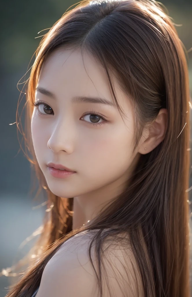 1人の女の子、beautiful woman, perfect face, symmetrical features, smooth skin ...