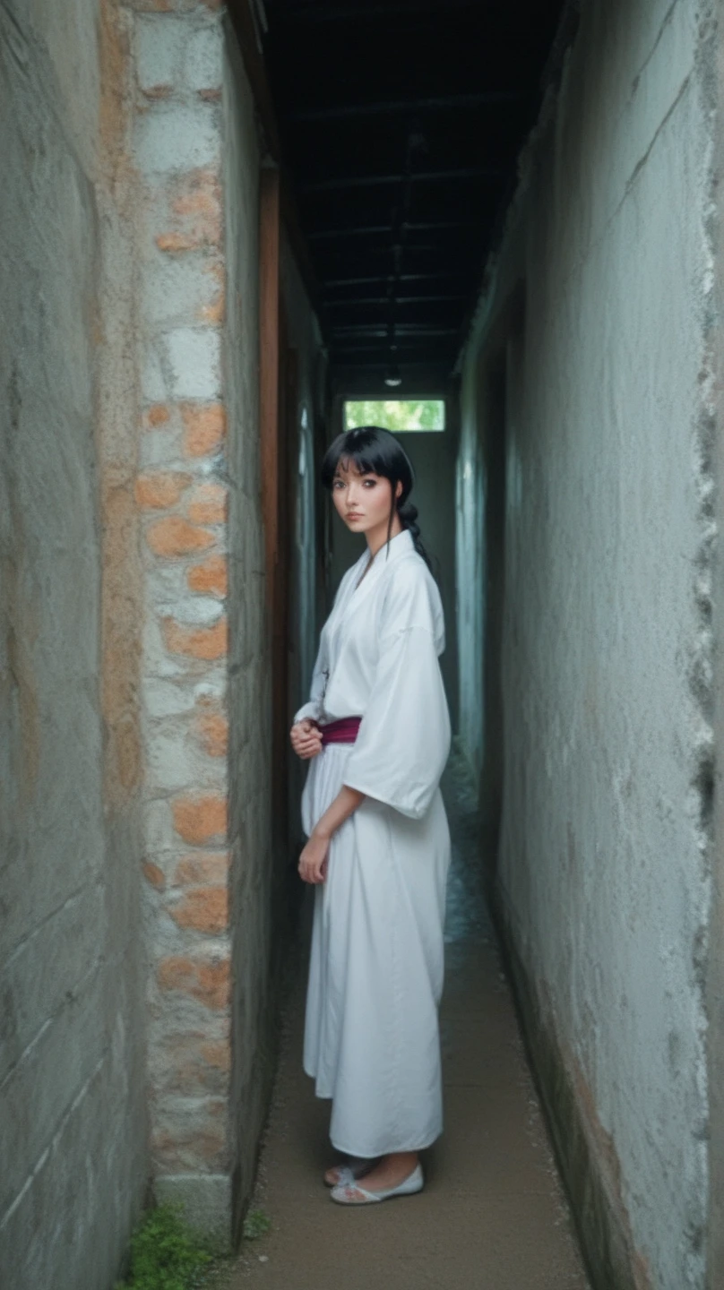 Nsfw, ager Nemu Kurotsuchi from anime Bleach, shy look, at a corridor ...