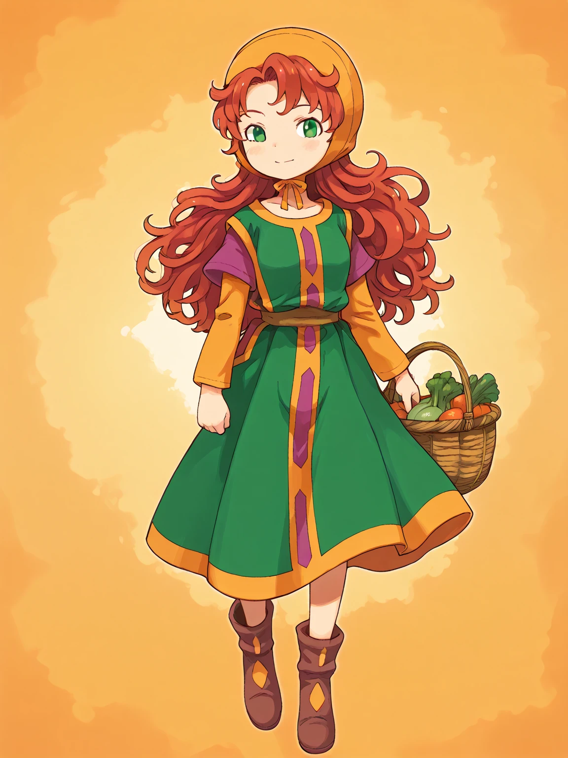 1girl, maribel dq7, red hair, head scarf, orange head scarf - SeaArt AI