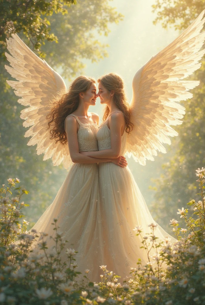 Peace A beautiful angel makes a woman laugh - SeaArt AI