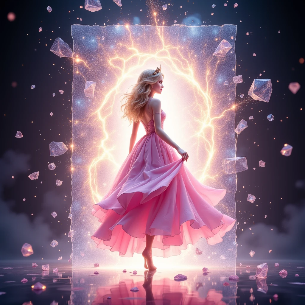 A hyper-realistic illusion where a glowing digital surface seamlessly ...