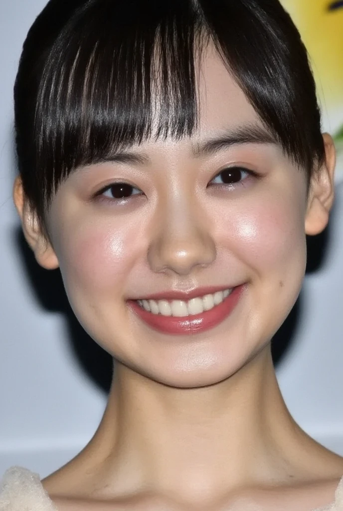 1woman, face focus, smile, upper body, huge breasts, cleavage - SeaArt AI