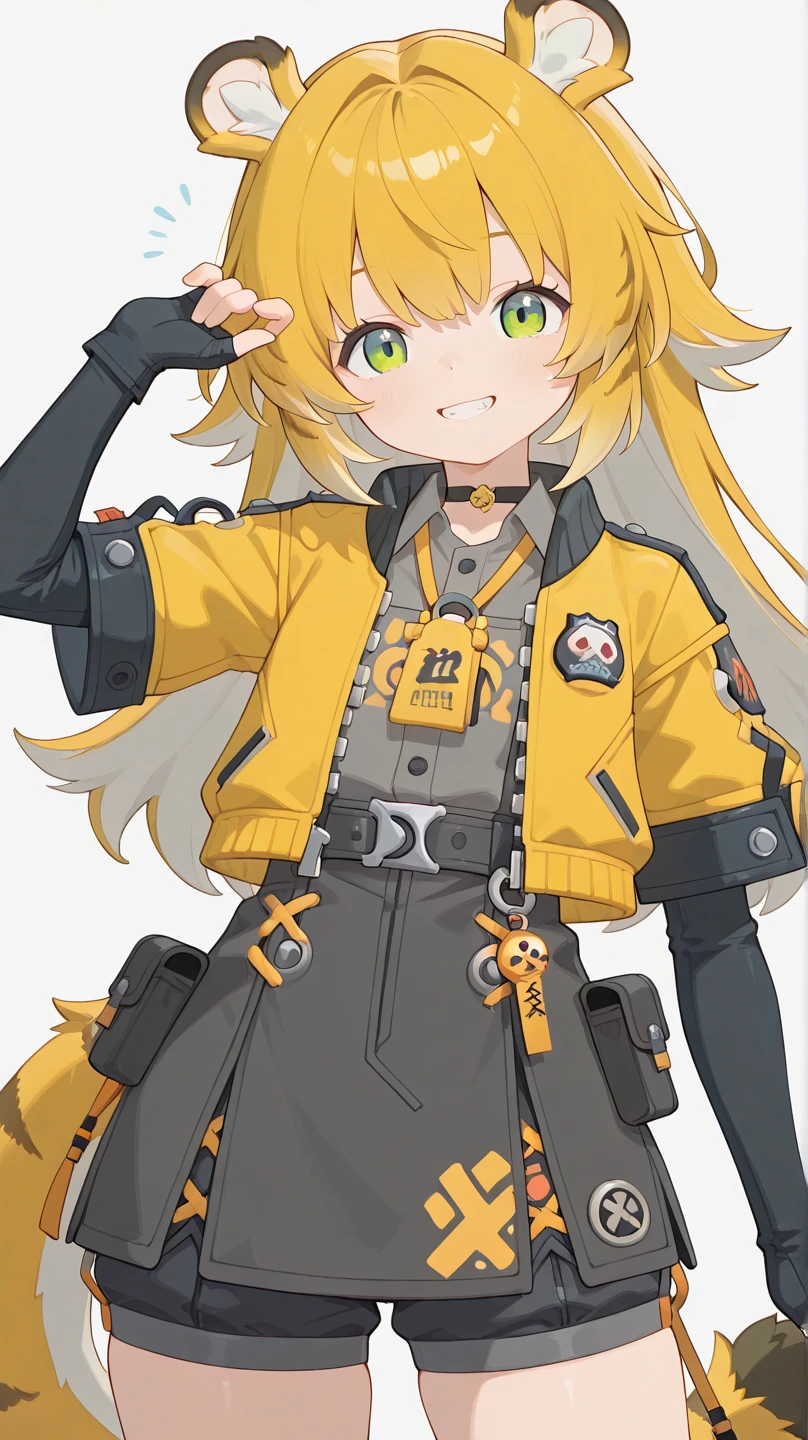 Tachibana Fukutsu（zenless zone zero） small short golden hair green eyes Tiger - SeaArt AI