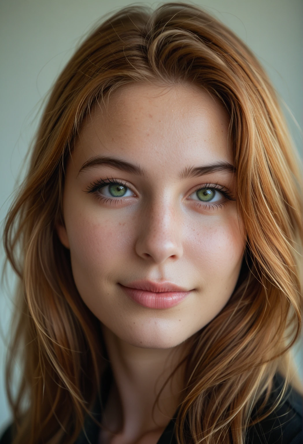 Score_9, score_8_up, 1woman, ginger hair, shiny green eyes, close up ...