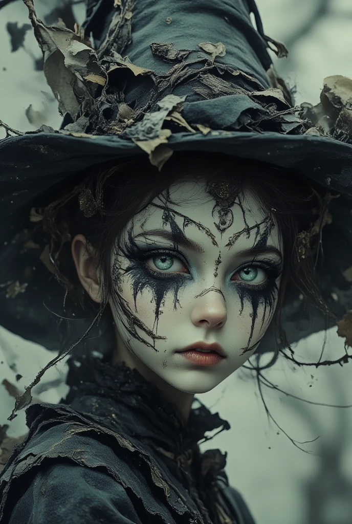 A young witch apprentice girl is wearing a Mad Hatter witch hat - SeaArt AI