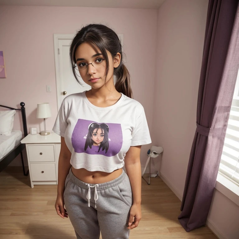 Timid short cute raven nyuugao hispanic geeky girl, medium slightly ...