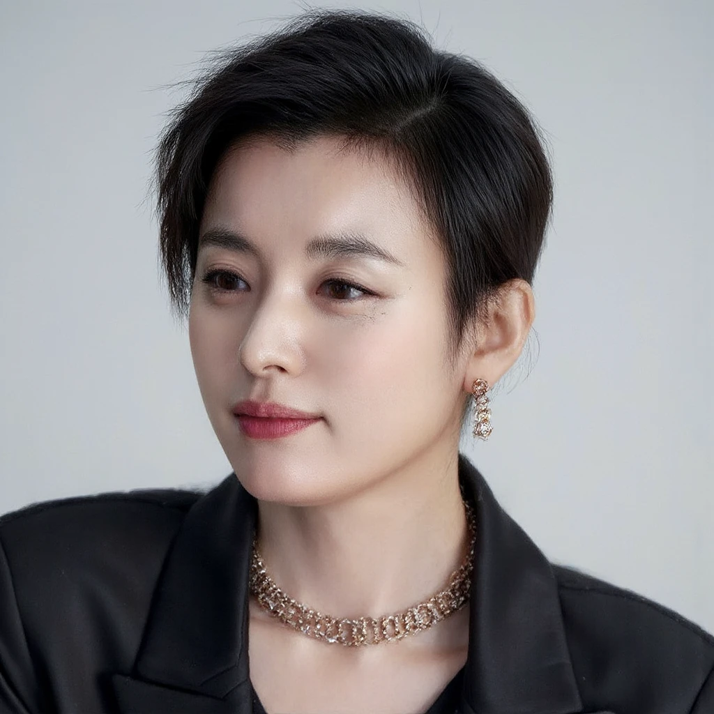 Korean fearless vigorous female Kim jisoo. a Very Ultra Short precision ...