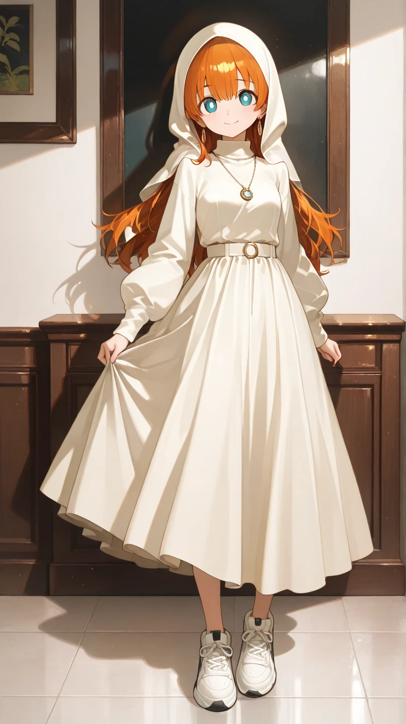 Anime style, A beautiful, cute and adorable girl, with a standing ...