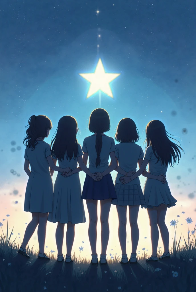 5 girls turning their backs and who symbolize friendship and this is a ...