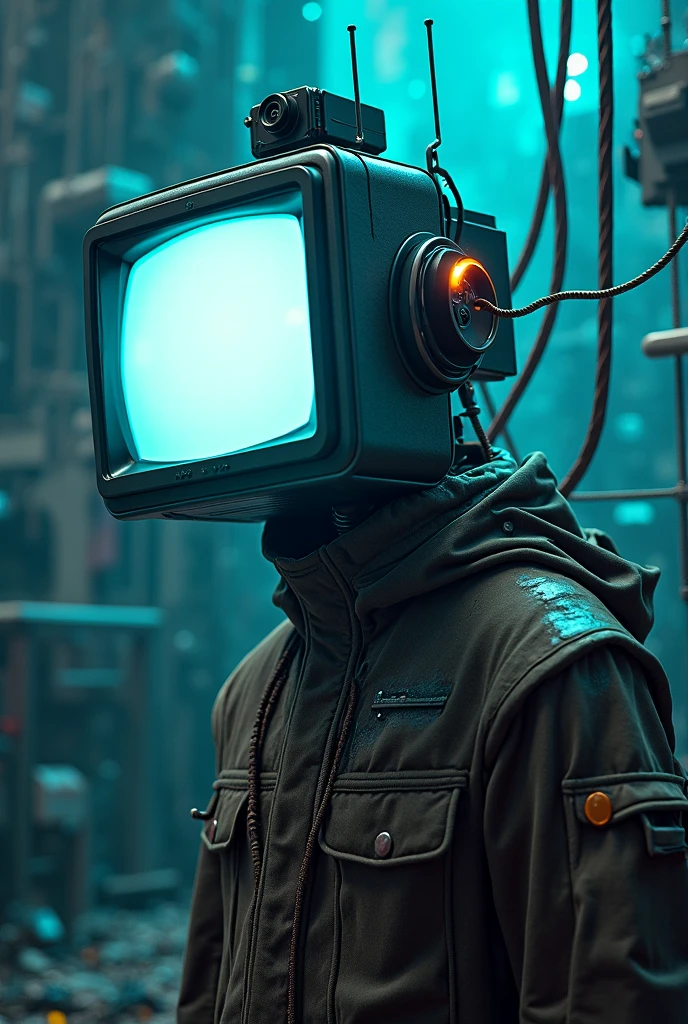 Arafed man wearing a television head with a camera on his head - SeaArt AI