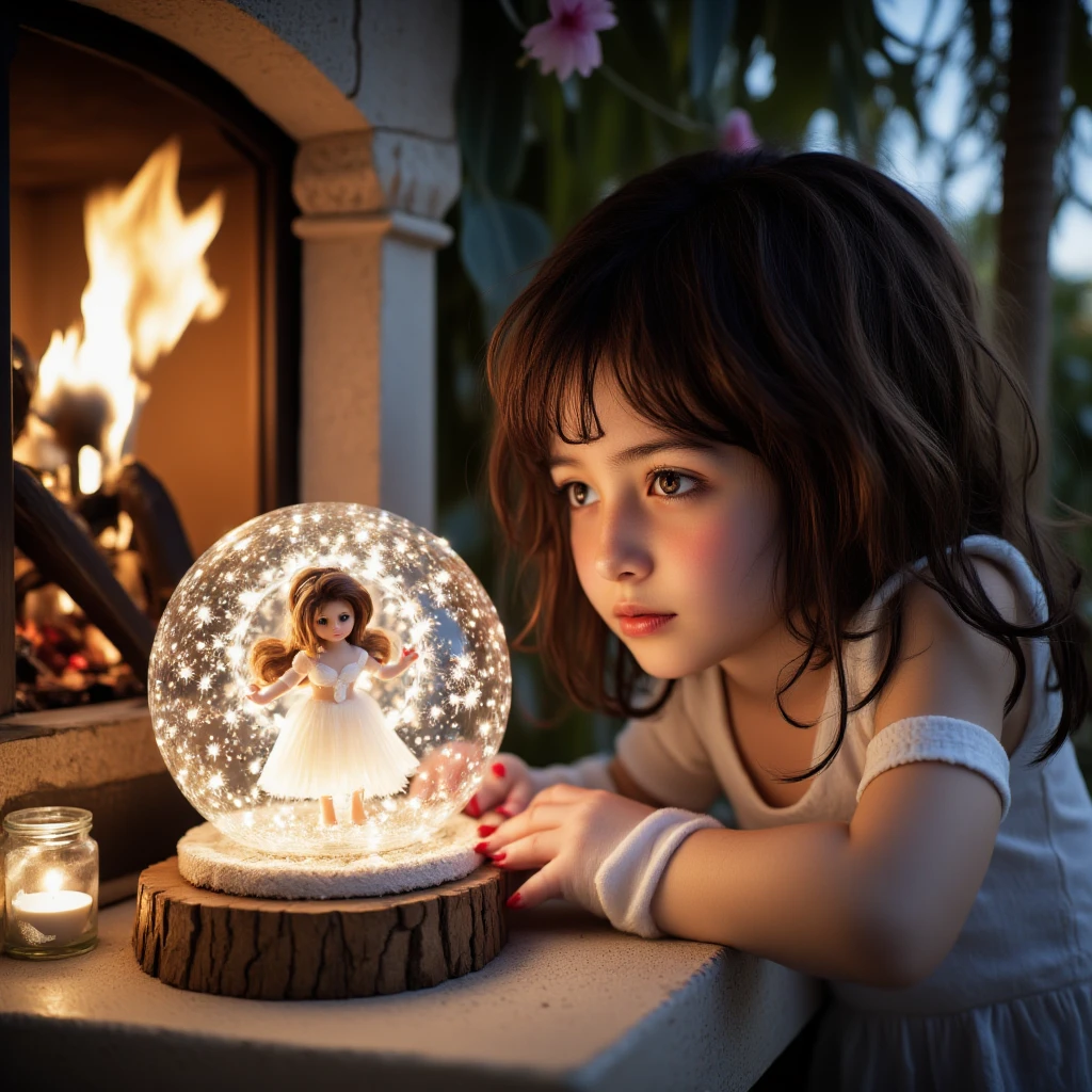Glass doll in Snow Globe, Small Girl looking at Dancing Doll - SeaArt AI
