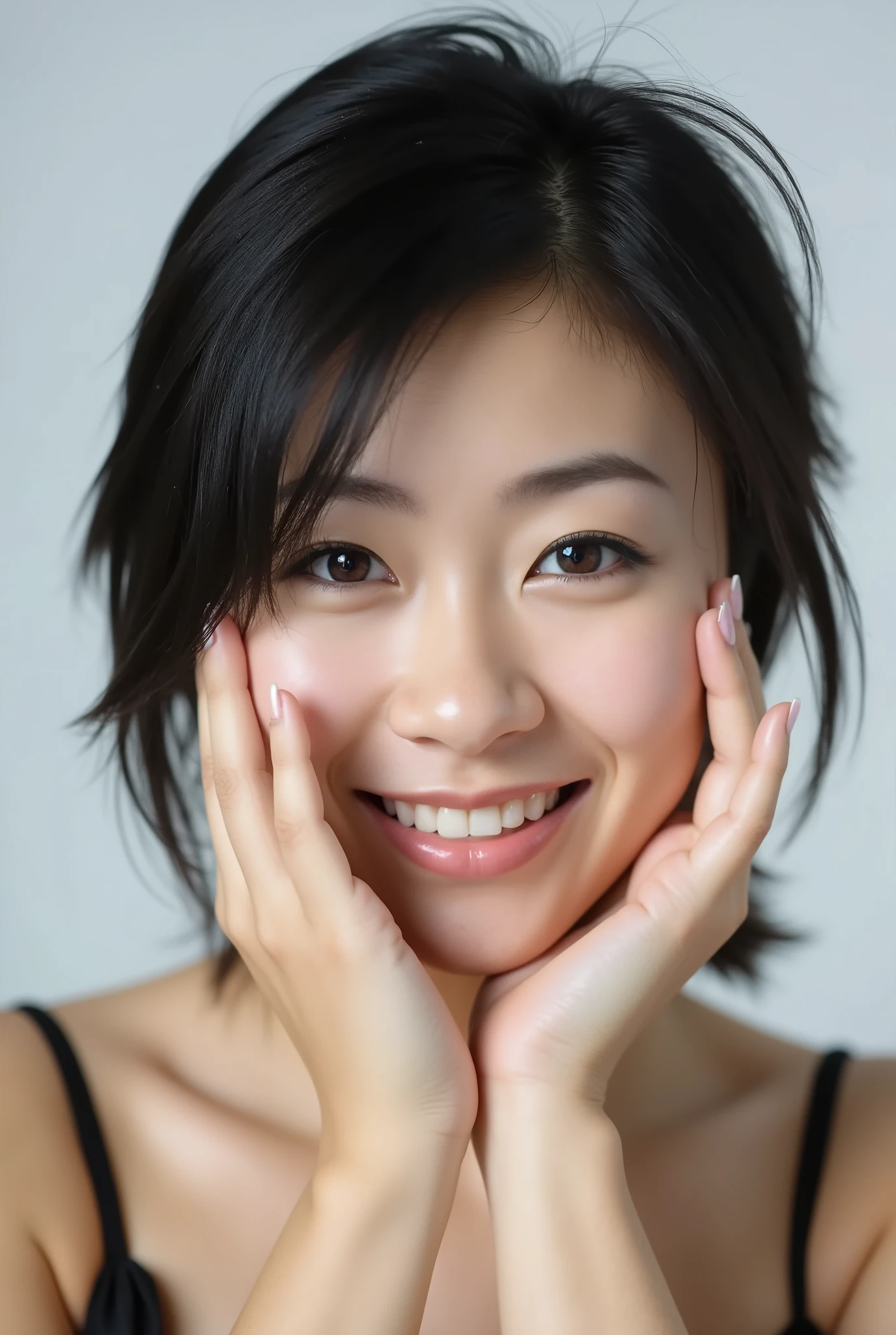 An extreme ultra close-up, hyperrealistic portrait of an overwhelmingly ...