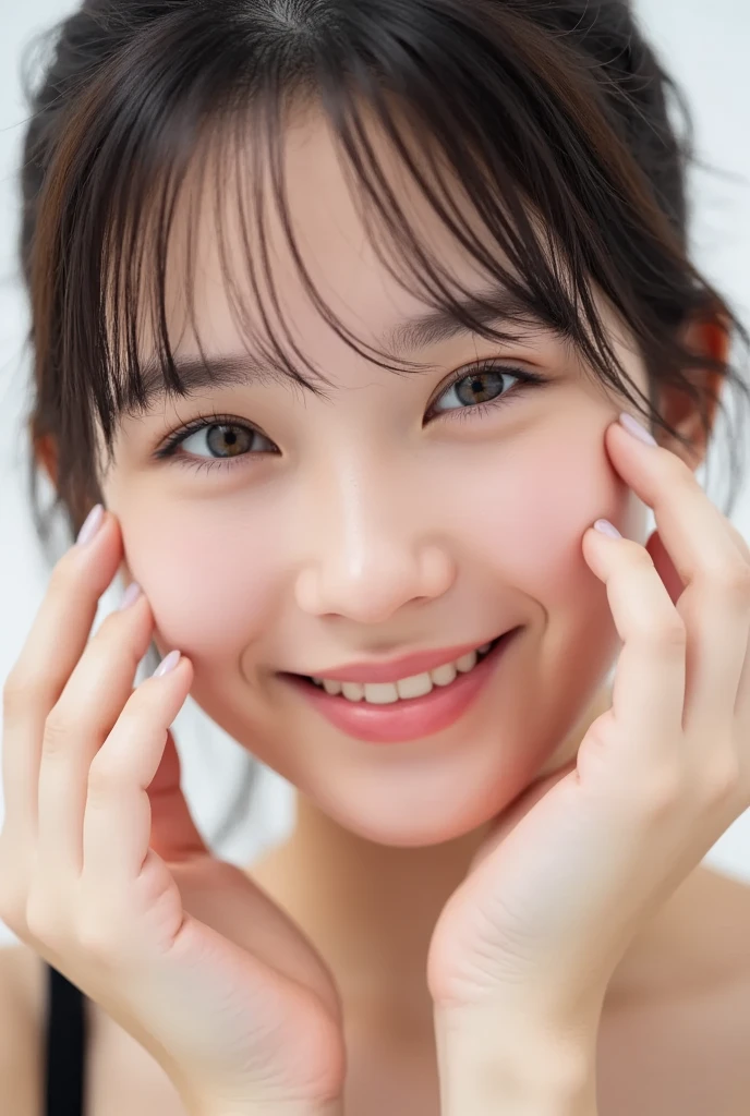 An extreme ultra close-up, hyperrealistic portrait of an overwhelmingly ...