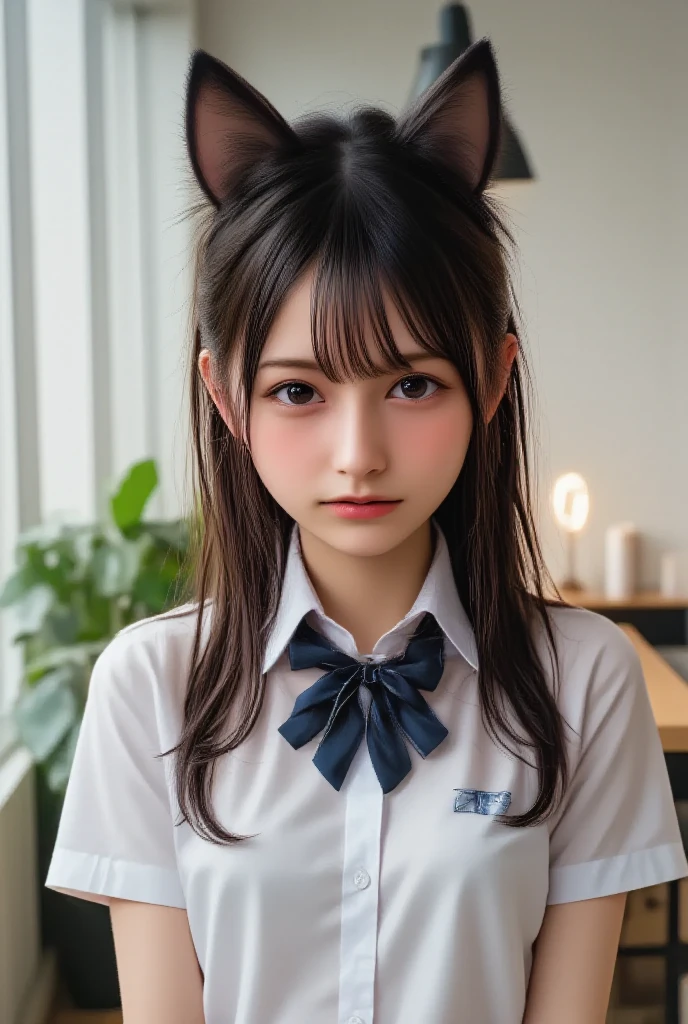 Cat ear model wearing a polo shirt - SeaArt AI