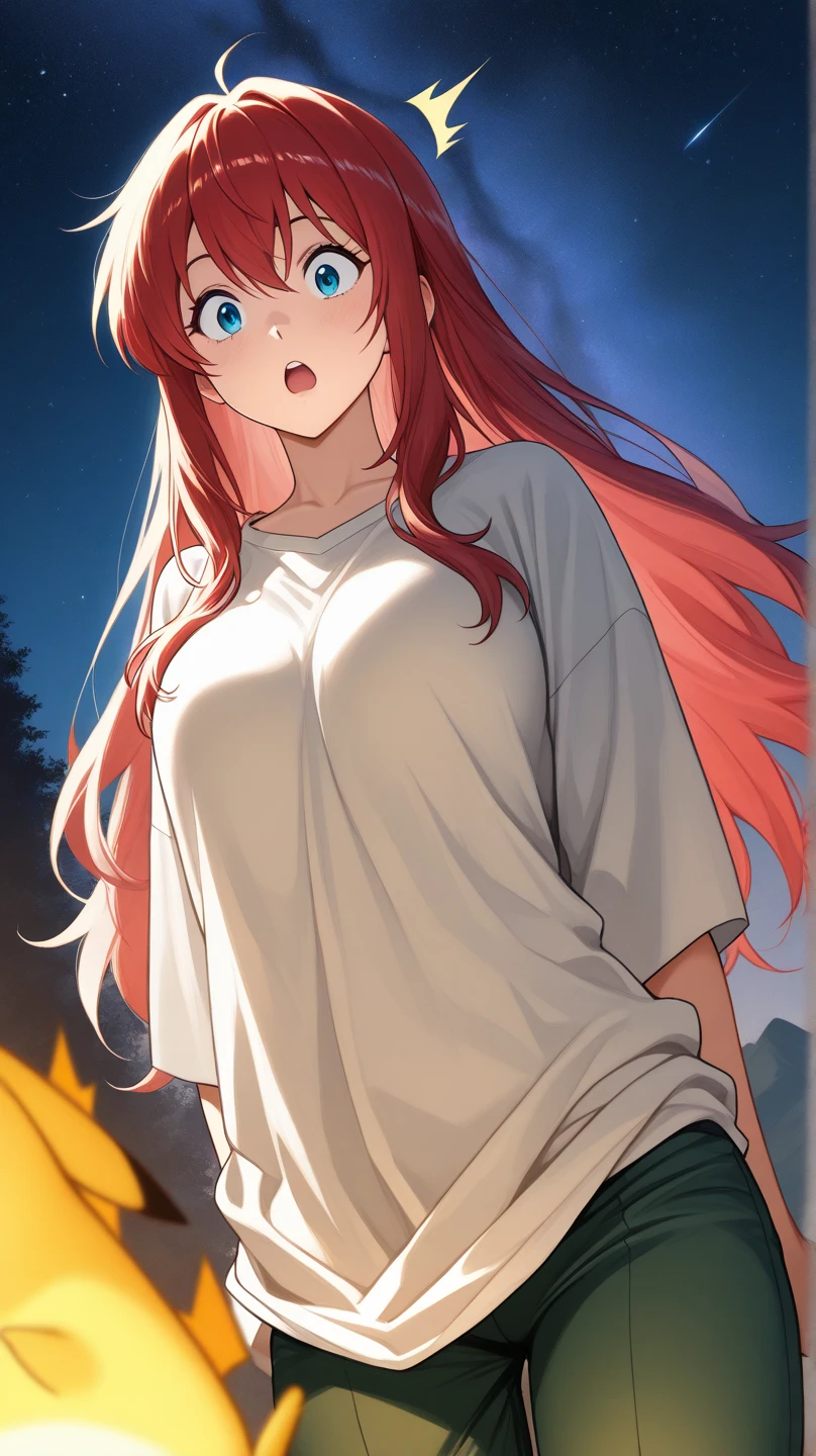 "Hilda is on an overnight camp, wearing a long pajama-like shirt ...