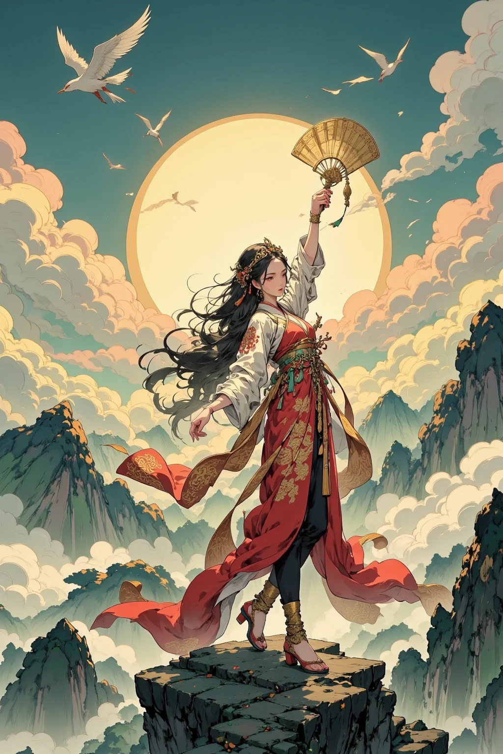 A divine Taoist goddess inspired by Bixia Yuanjun, captured mid - SeaArt AI