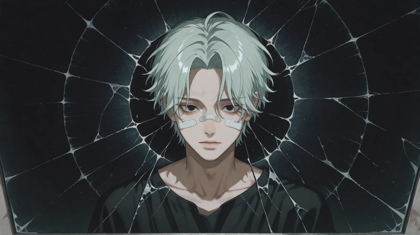 "Illustrate an 18-year-old boy in Seinen style, viewed from a first ...